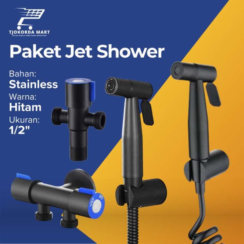 Promo Shower Kamar Mandi /paket Jet Shower Hitam & Stop Kran Kloset ...