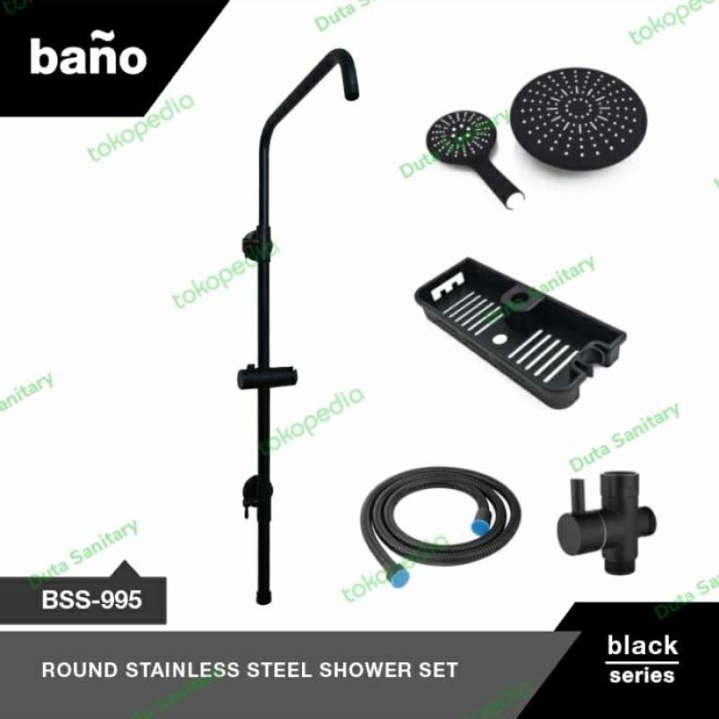 Promo Shower Tiang Bano Hitam Bulat Tanpa Kran/ Shower Tiang Bano Bss ...