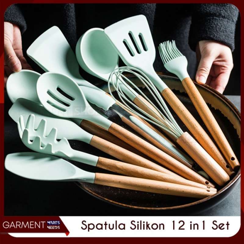 Promo Ter Spatula Silikon Set Gagang Kayu Tahan Panas Alat Masak Dapur ...