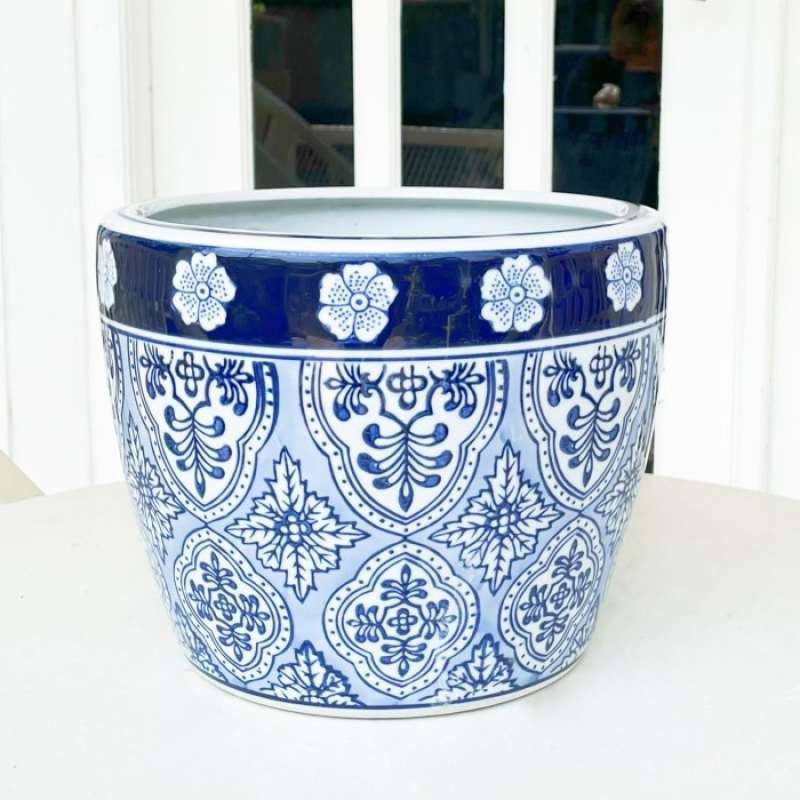 Promo Pot Tanaman Keramik Biru Putih Satuan Terbaru - Biru Large Diskon ...