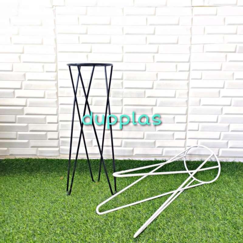 Promo Pot Standing Besi Putih Model Bulat Kaki Tiga Tanaman Murah Unik ...