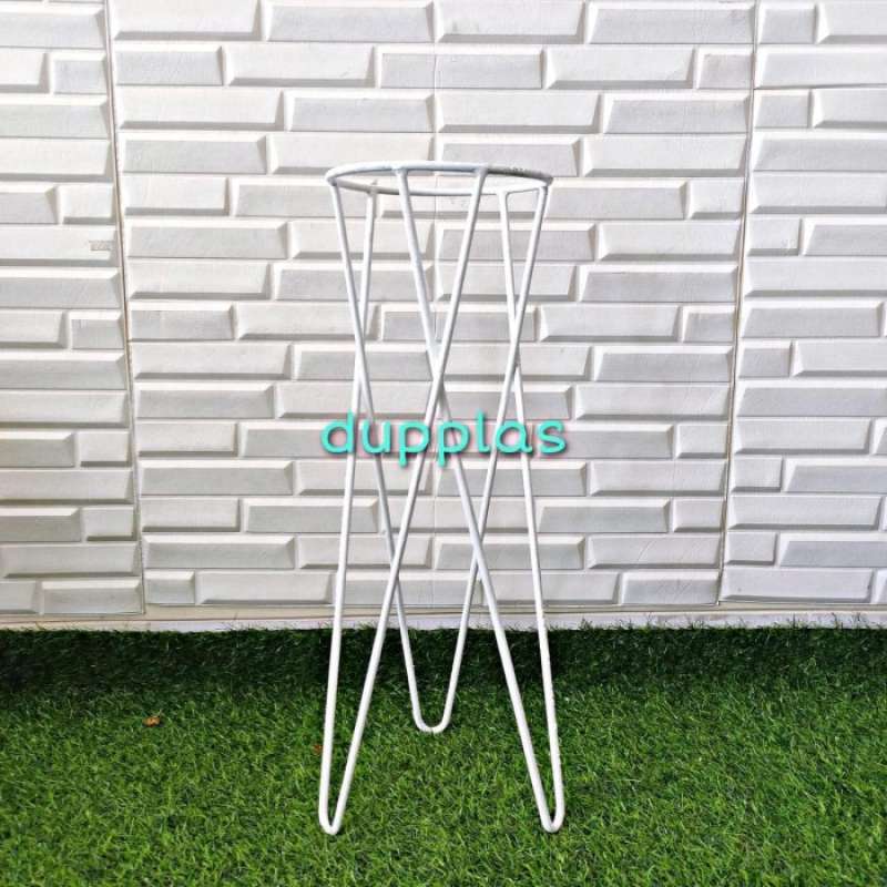 Promo Pot Standing Besi Putih Model Bulat Kaki Tiga Tanaman Murah Unik ...