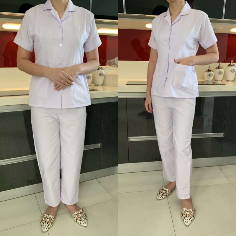 Jual Baju Seragam Suster Lis Biru Dan Putih Polos. C.panjang Dan Kulot ...