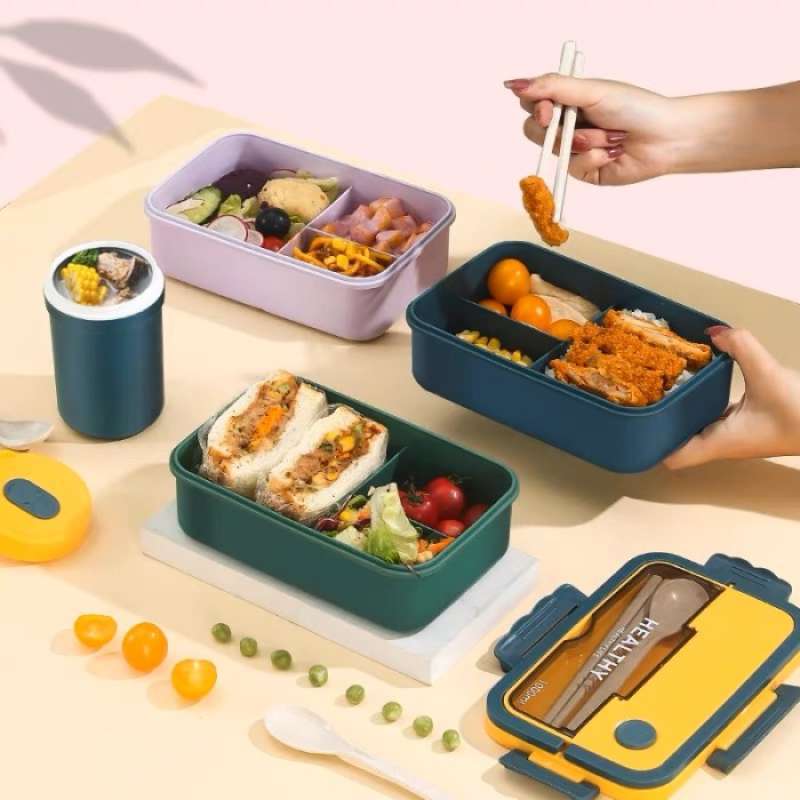 Promo Lunch Box Set Kotak Bekal 4 Sekat Tempat Makan 2 Lapis Tempat ...