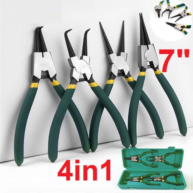 Promo Tang Circlip Tang Snap Ring Set Bengkok 7 Inch 4 In 1 Tang ...