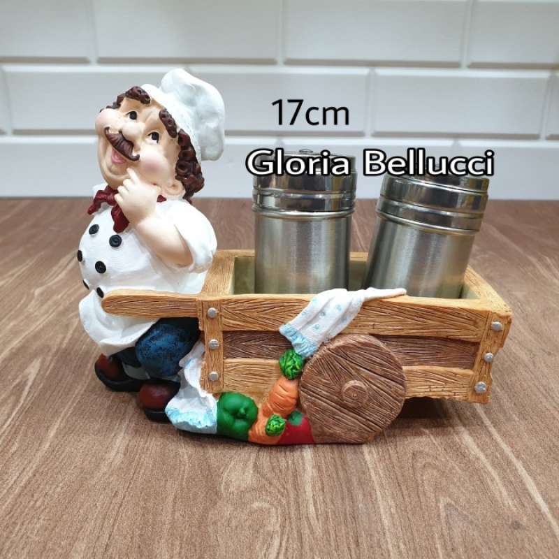 Promo Patung Pajangan Koki Tempat Merica Garam Lada Chef Gerobak Diskon ...