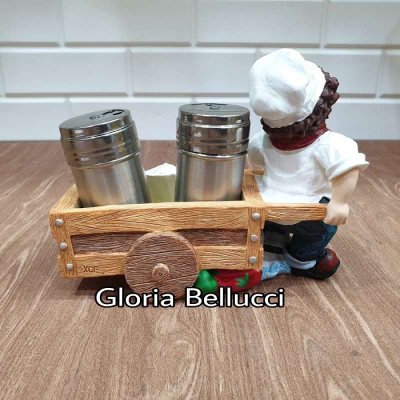 Promo Patung Pajangan Koki Tempat Merica Garam Lada Chef Gerobak Diskon ...