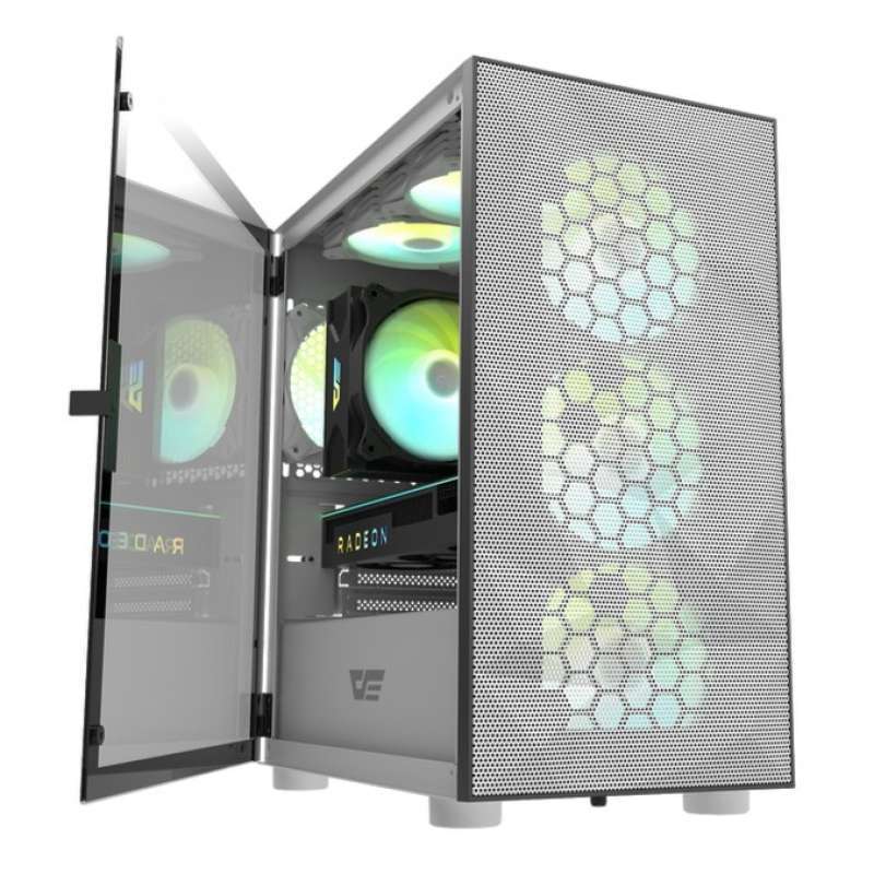 Promo Darkflash Dlm21 Mesh White Luxury M-atx Pc Case Casing Gaming ...