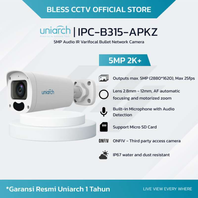 Promo Ip Camera Cctv Outdoor Uniarch Ipc-b315-apkz 5mp Audio Varifocal Motorized Lens Diskon 23% ...