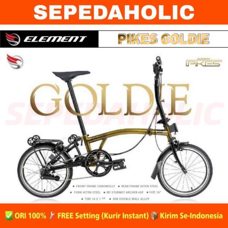 Promo Sepeda Lipat Element Pikes Goldie Gen 2 16 Inch Chromoly Gold ...