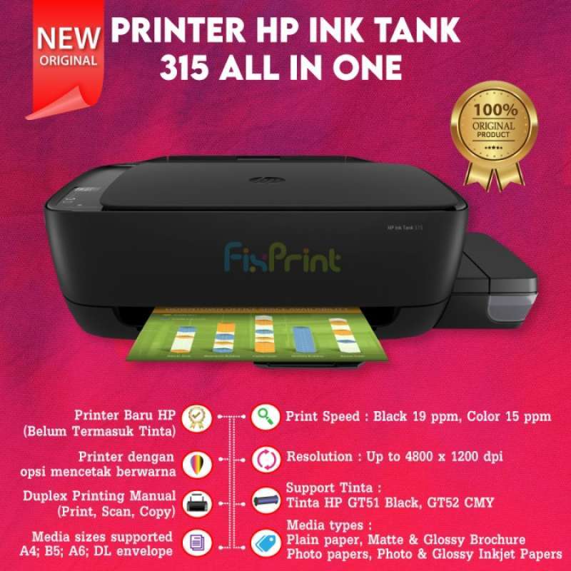 Promo Printer Hp Smart Tank 580 Wifi / Wireless Ink Tank 315 All In One ...