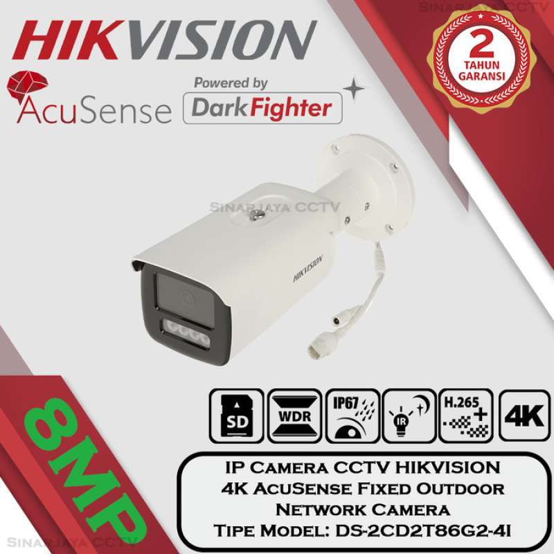 Promo Ip Camera Cctv Hikvision 8mp Ds-2cd2t86g2-4i Darkfighter Acusense Diskon 23% Di Seller ...
