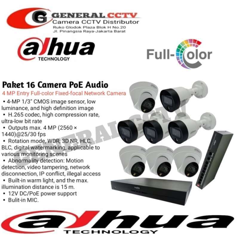 Promo Paket 8 Kamera Dahua 4mp Ip Camera Poe Built In Mic Colorvu ...