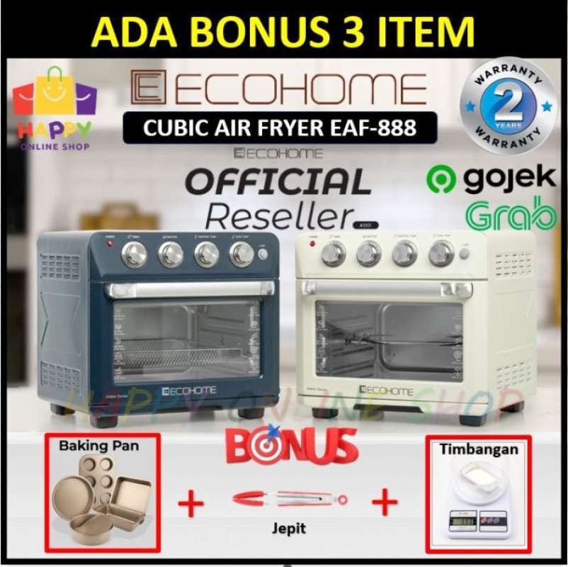 Jual Ecohome Cubic Air Fryer Oven Airfryer Noble Series Eaf-888 - Pearl ...