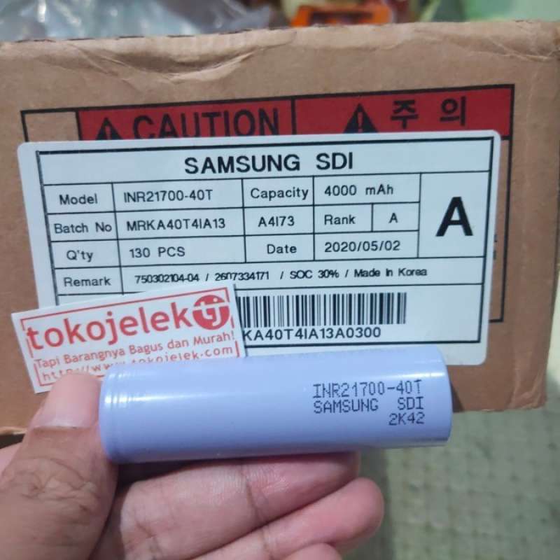 Jual Samsung Sdi Inr21700-40t 4000mah 30a Baterai Li-ion 21700 Flat Top ...