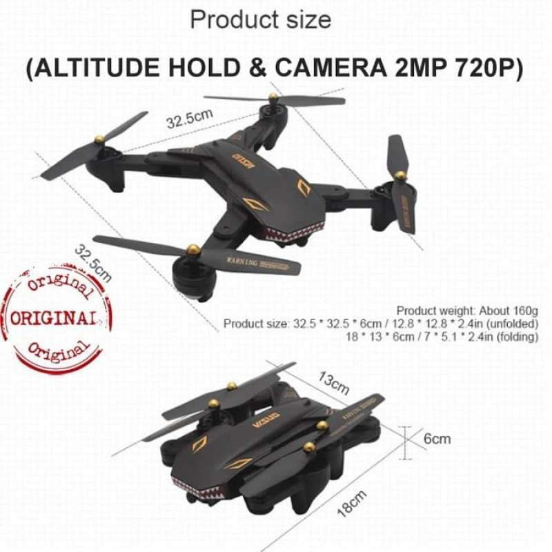 Jual [original] Drone Kamera Murah Visuo Xs809s Battle Shark Wifi 2mp ...