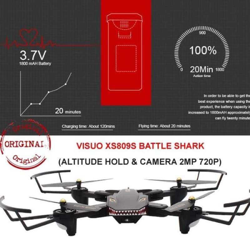 Jual [original] Drone Kamera Murah Visuo Xs809s Battle Shark Wifi 2mp ...