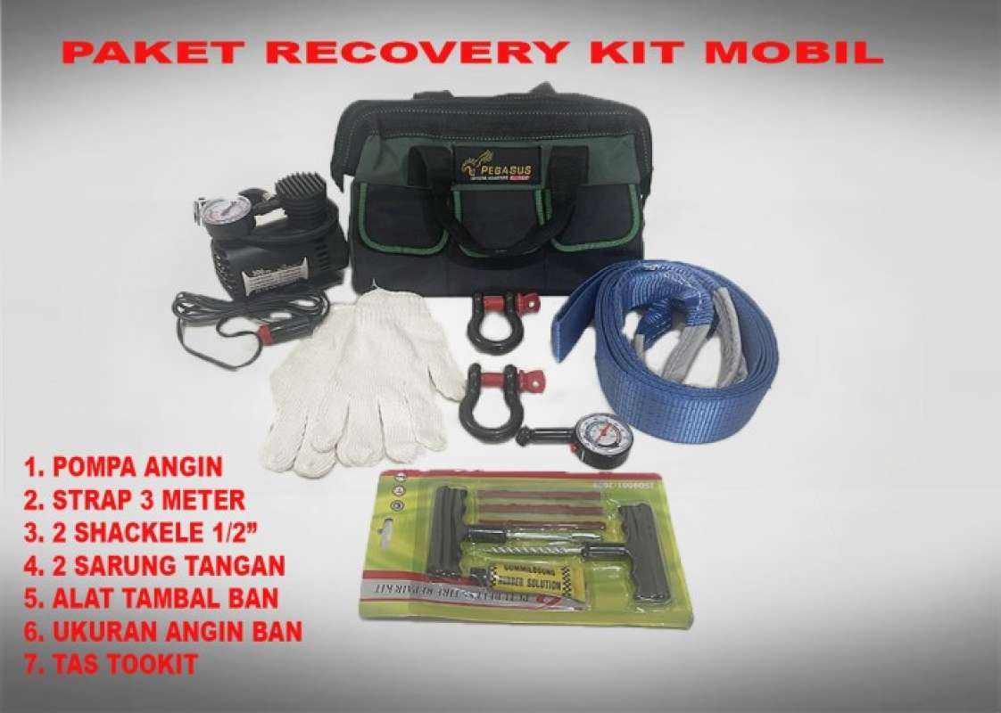 Promo Paket Recovery Kit Darurat Tali Derek Tambal Ban Pompa Ban ...