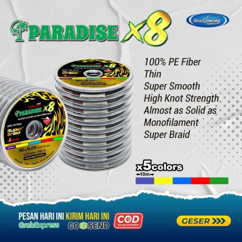 Promo Senar Pe Paradise X8 100% Super Pe Fiber Thin Super Smooth High ...