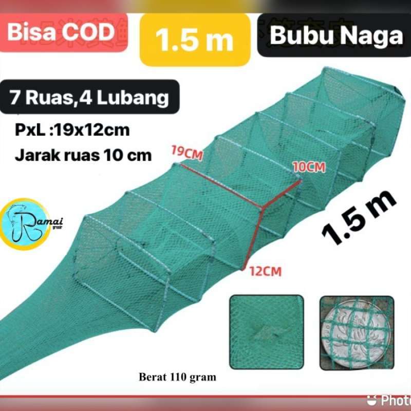 Promo Jaring Perangkap Udang Ikan Lipat Portable 7 Ruas 1,5 Meter ...