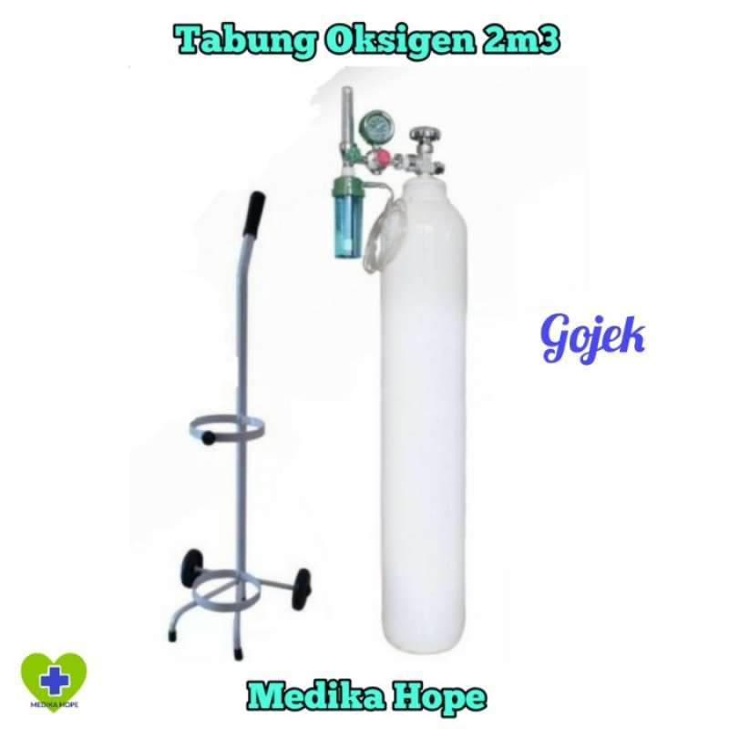 Promo Tabung Oksigen 2m3 Full Set / Tabung Isi - Regulator - Nasal - Troli Diskon 33% Di Seller ...