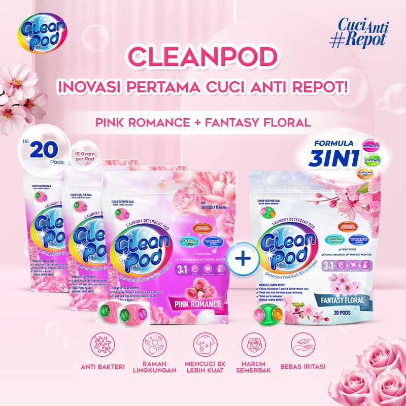 Jual Clean Pod 3 Pack Of Pink Romance + Cleanpod Fantasy Floral Scent ...