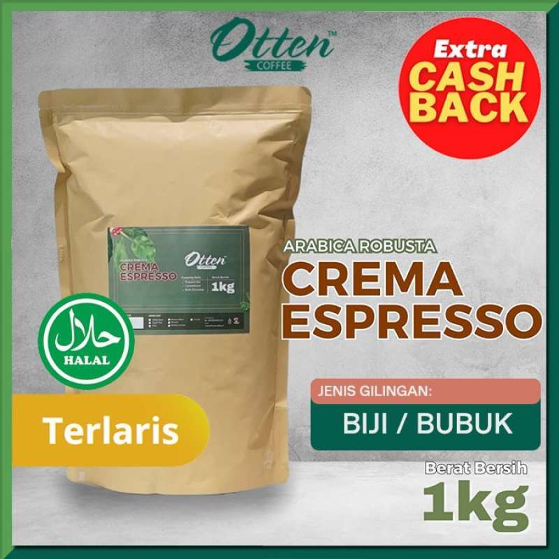 Jual Kopi Crema Espresso 1kg Biji Bubuk Kopi Arabica Robusta Otten ...