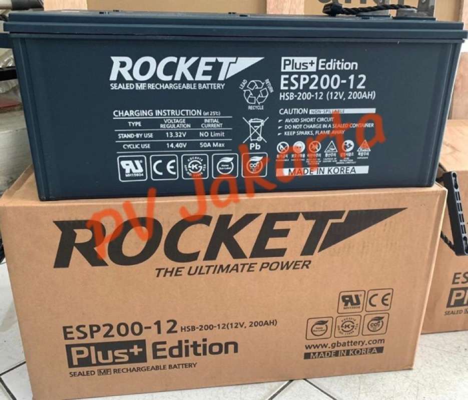 Promo Aki Rocket Esp200-12 Vrla 12v 200ah Baterai Accu Rocket Esp 200 ...