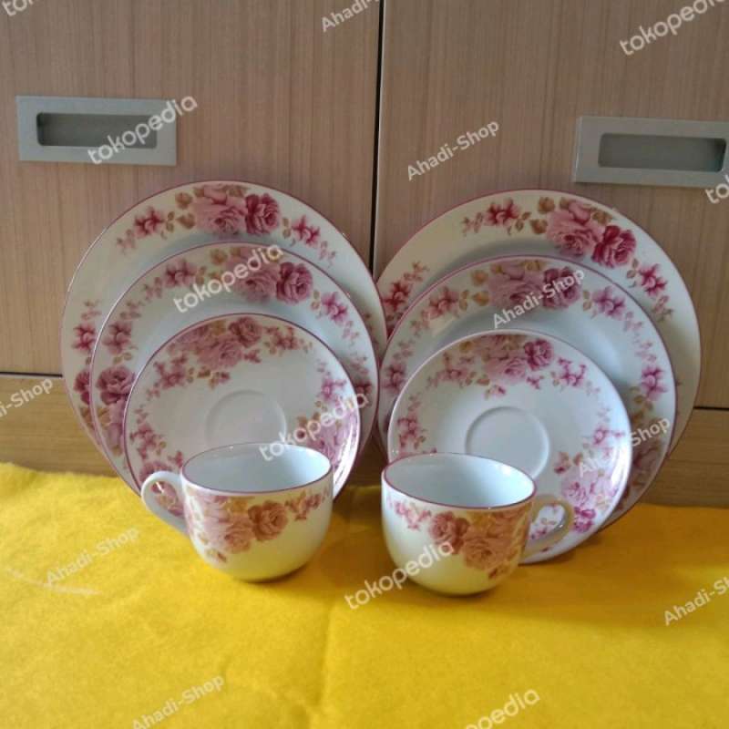 Promo Piring Makan Set Keramik Pink/dinner Set Pink/piring Set Makan ...