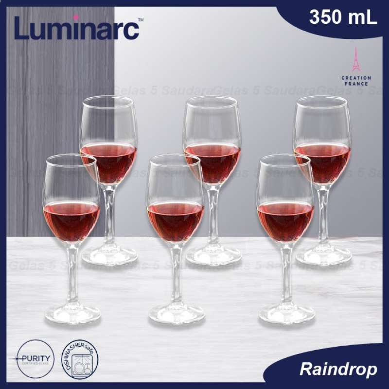 Promo 1 Set 6 Pcs Gelas Luminarc Raindrop 350ml/luminarc Gelas Kaki/luminarc Gelas Wine/luminarc ...