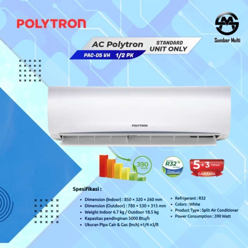 Promo Ac Polytron 1/2 Pk Pac 05 Vg + Pemasangan Diskon 23% Di Seller ...