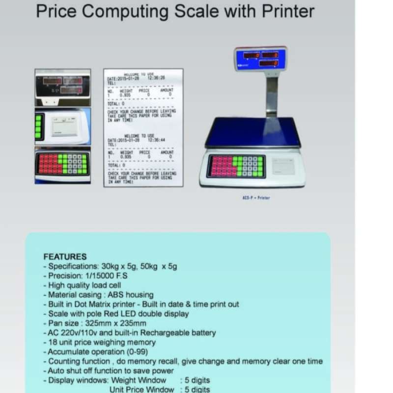 Promo Timbangan Printer / Timbangan Digital Printer / Timbangan Buah 50 ...