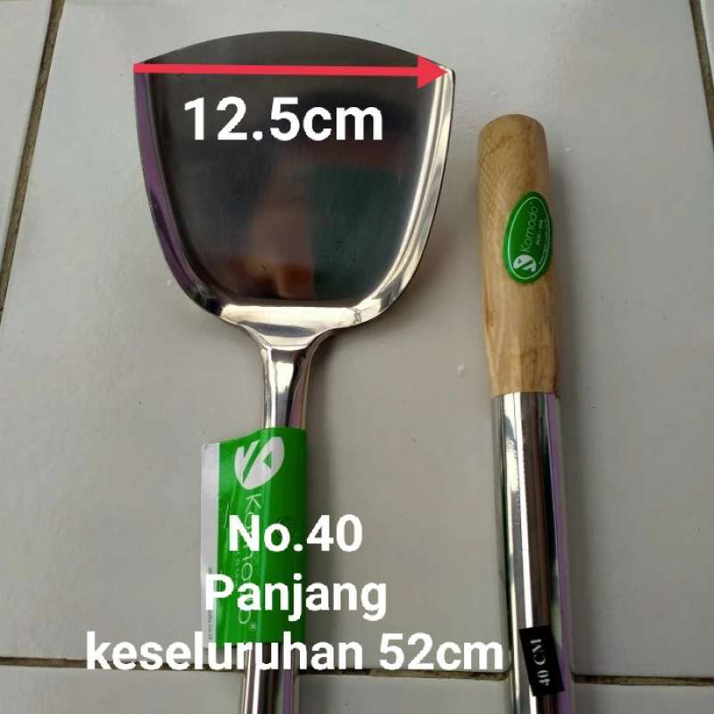 Promo Sodet Stenlis Gagang Kayu Ukuran Besar 40cm Diskon 23% Di Seller ...