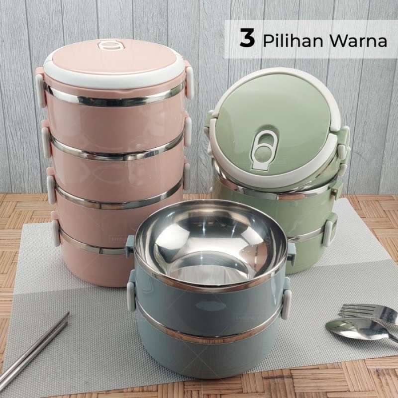 Jual Rantang Lunch Box 4 Susun Polos Lucu Elegan Tempat Bekel Makanan ...