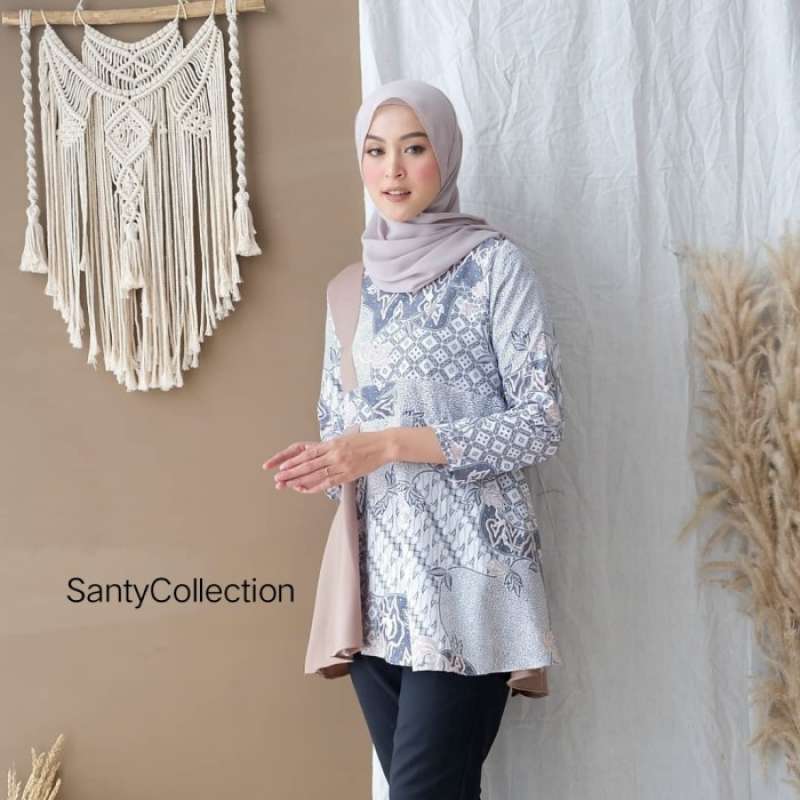 Promo Baju Batik Wanita Blouse Kombinasi Motif Soft - Coklat Muda, M ...
