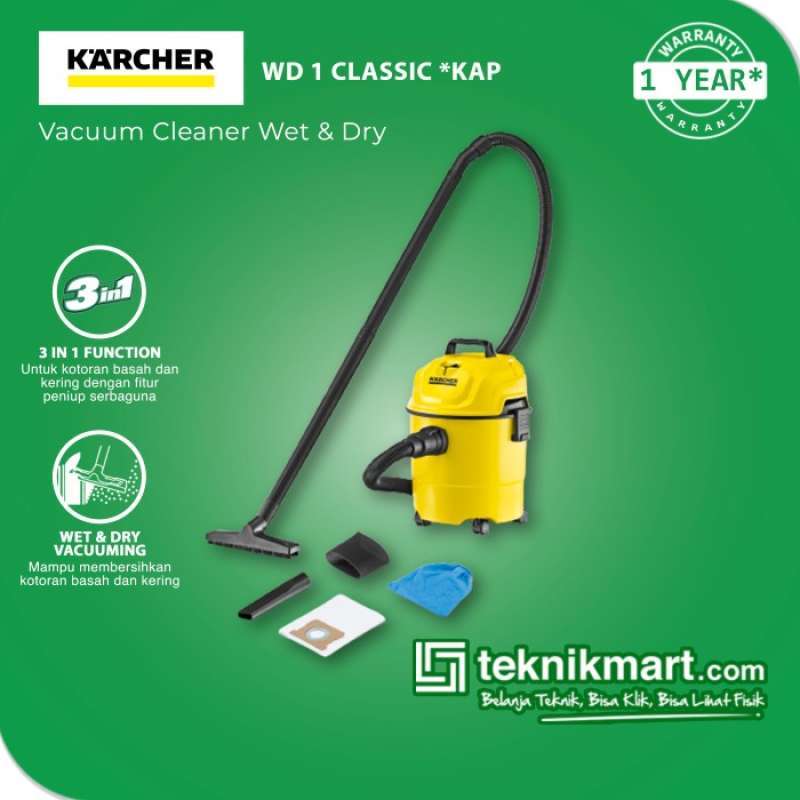 Promo Karcher Wd 1 Classic *kap 1200 Watt Vacuum Cleaner Wet & Dry ...
