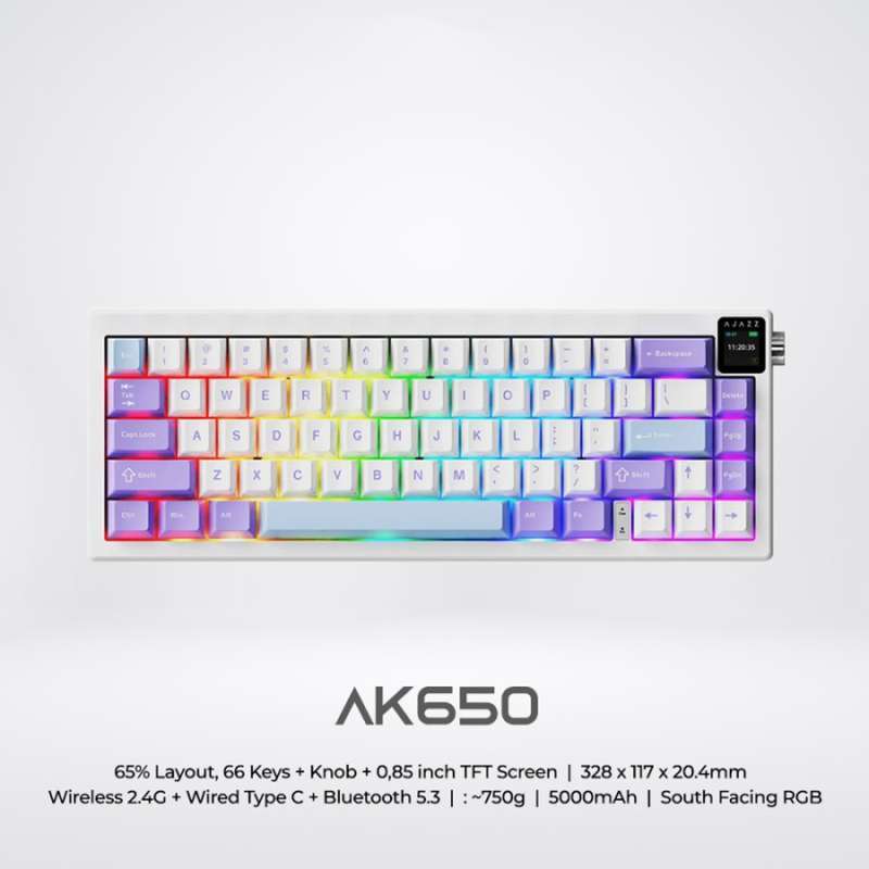 Jual Ajazz Ak650 65% Wireless Mechanical Keyboard Three Mode Rgb With 0 ...