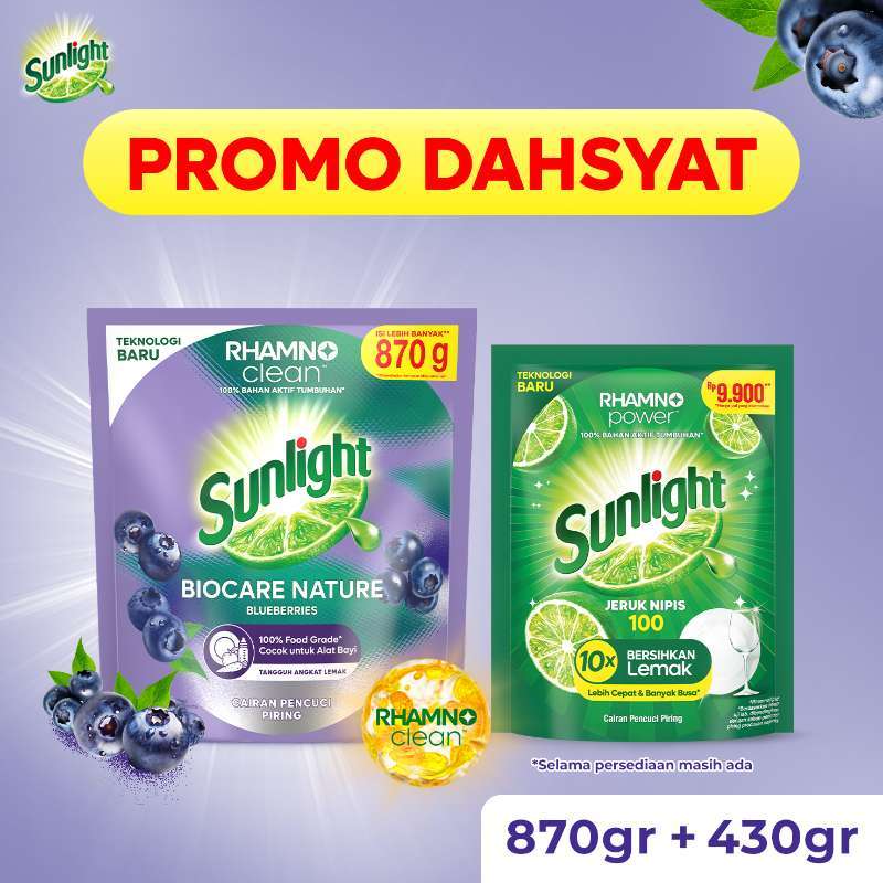 Promo [banded Lebih Murah 35%] - Sunlight Sabun Cuci Piring Biocare Nature 870 G + Sunlight ...