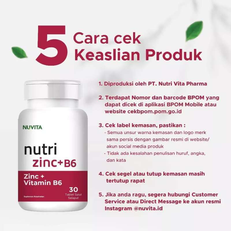 Jual Nuvita Nutri Tri Zinc + Vitamin B6 Isi 30 Tablet Di Seller Twocare ...