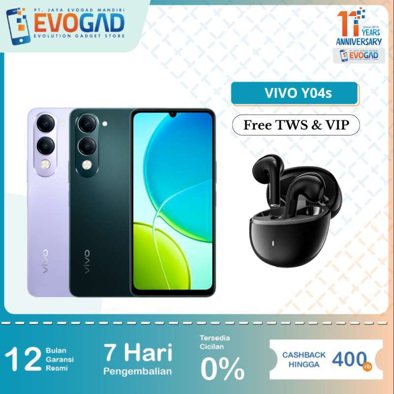 Jual vivo Y04s 4/64gb, Unisoc T612 (12 Nm), Ai Imaging, 6000mah 15w Flash Charge | Garansi Resmi ...