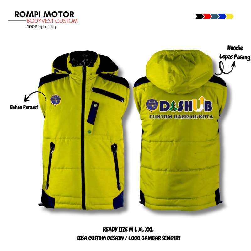 Jual Custom Rompi Dishub Wp Parasut Bodyvest Safety Rompi Sablon Satuan ...