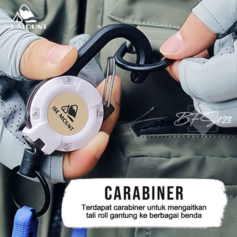 Promo Tali Roll Gantung ID Card Panjang 50 Cm Tali Baja Hook Carabinner ...