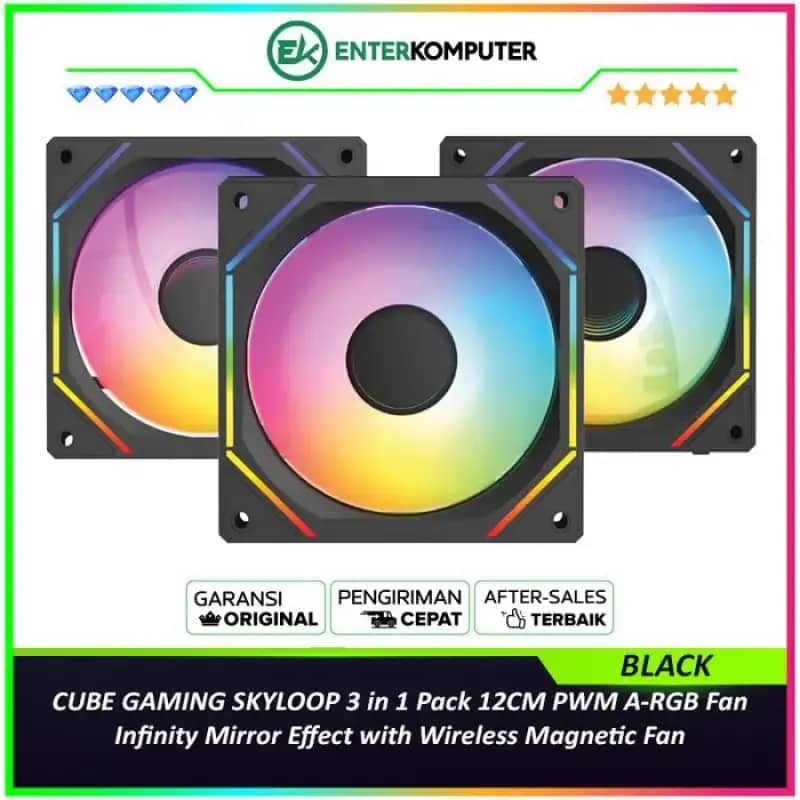 Jual Cube Gaming Skyloop Black 3 In 1 Pack 12cm Pwm A-rgb Fan ...