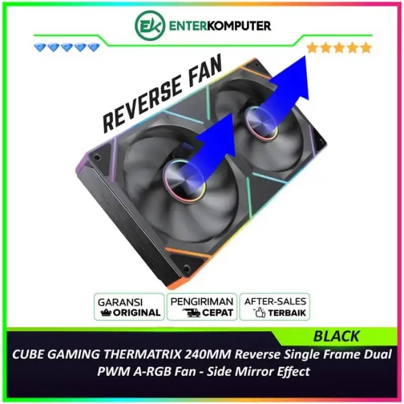 Jual Cube Gaming Thermatrix 240mm Reverse Black Single Frame Dual Pwm A ...