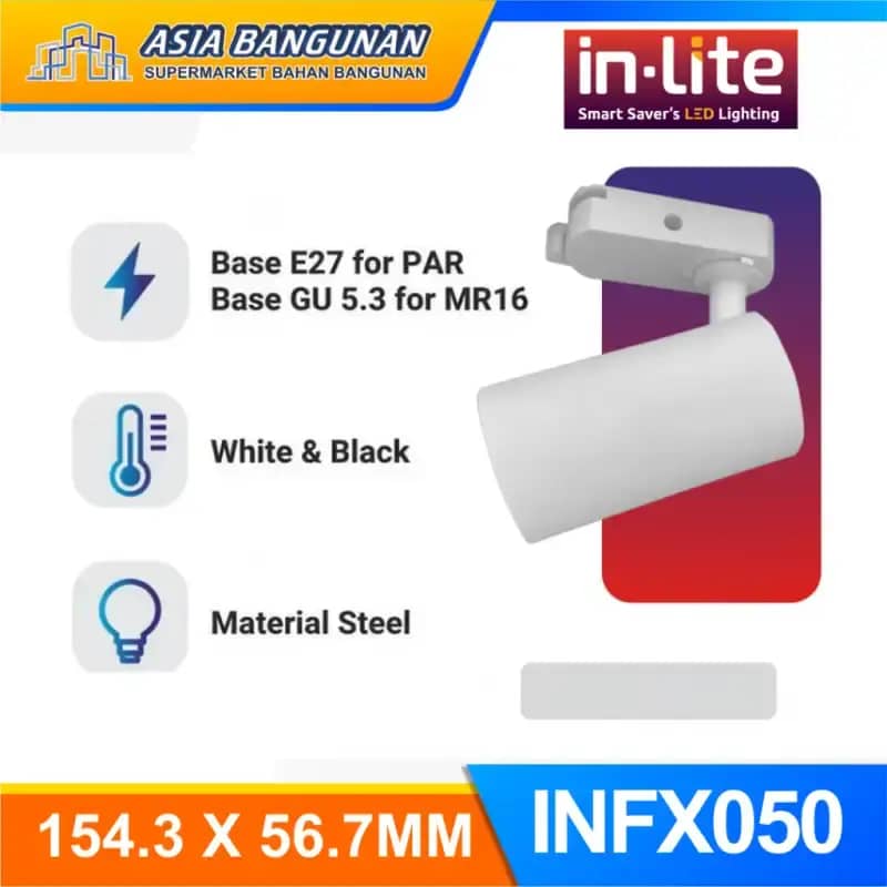 Promo Inlite Rumah Lampu Track Light Dip Putih/hitam Infx052 E27 Inbow ...