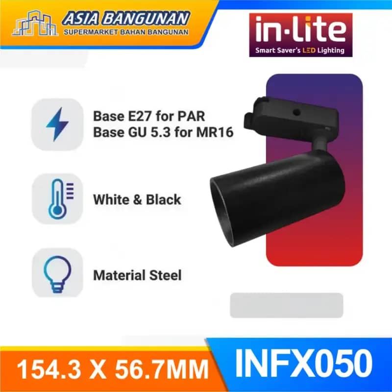 Promo Inlite Rumah Lampu Track Light Dip Putih/hitam Infx052 E27 Inbow ...