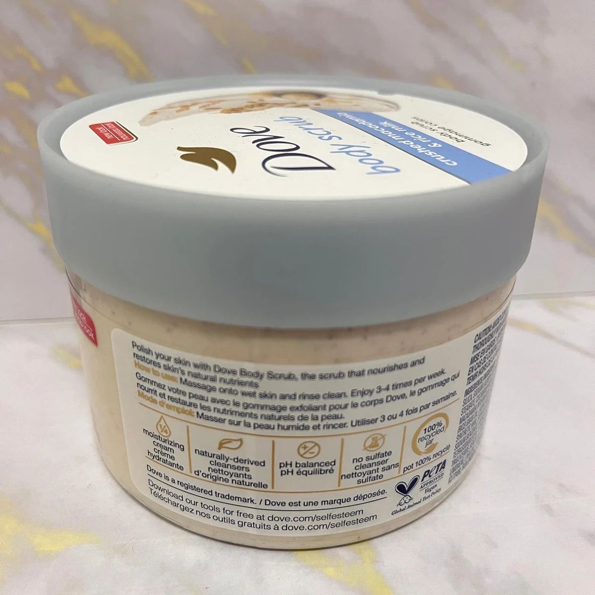 Jual Dove Exfoliating Body Polish Scrub Crushed Macadamia & Rice Milk ...