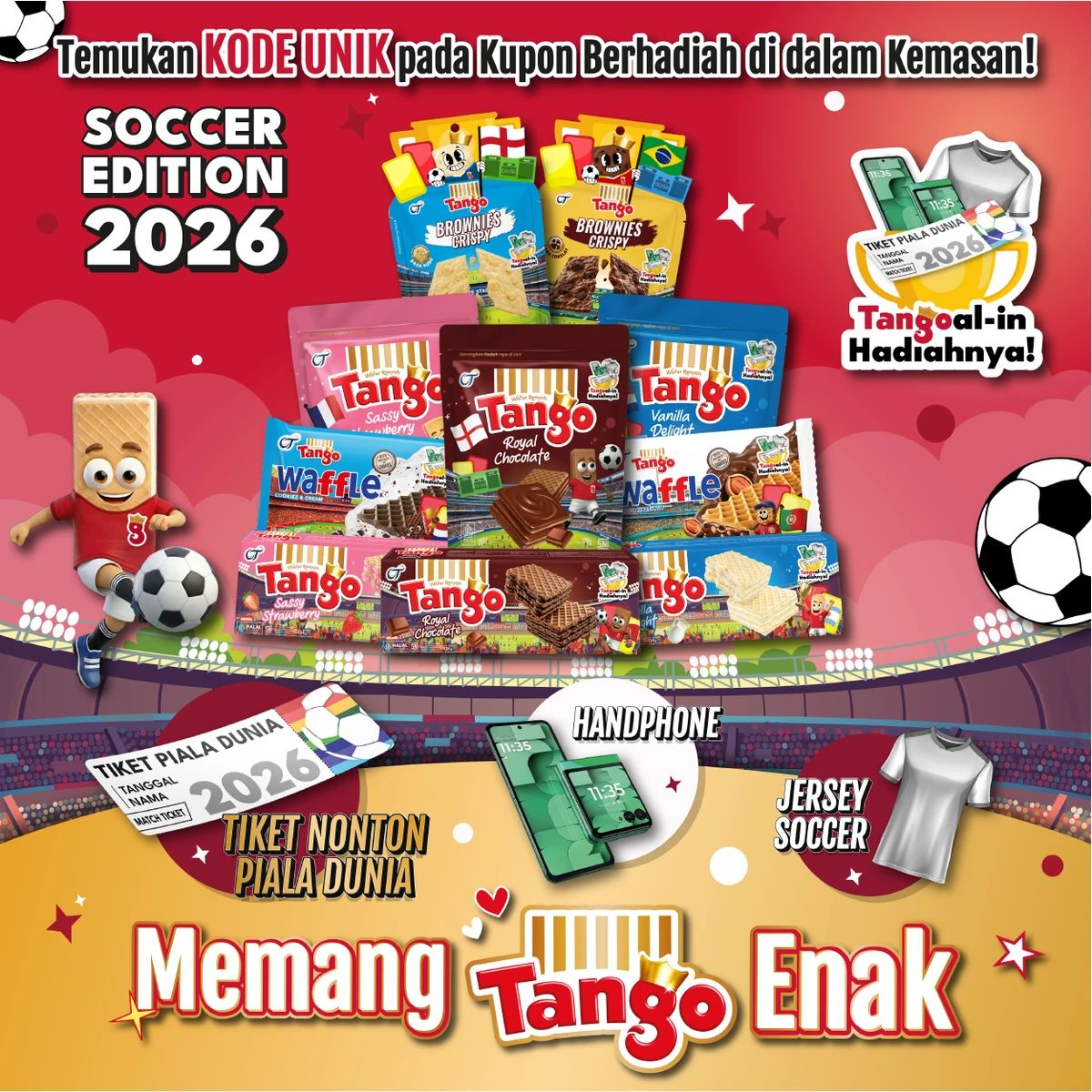 Jual Tango Wafer Vanilla Delight [1 Pouch 95 Gram]- Edisi Soccer 2026 ...