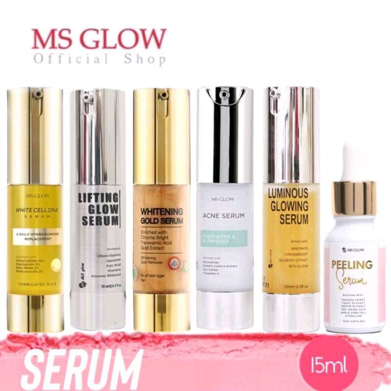 Promo Serum Ms Glow Whitening Gold, Acne, Luminous Glowing, Peeling, Lifting Glow, Dna Salmon ...