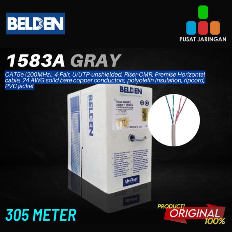 Promo Belden Cable Utp / Kabel Utp Cat-5e Original (bl 1583a) @ 1 Meter ...